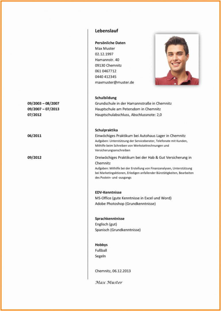Lebenslauf Für Schüler Vorlage Genial 11 Lebenslauf Fsj Robert Cv ...