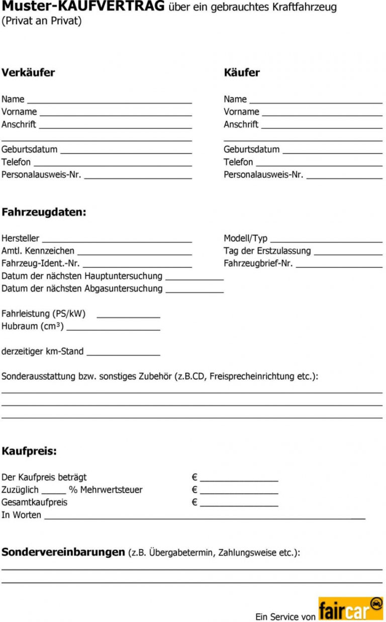[%Eine Probe%|Porbe|] von10+ Muster Kaufvertrag Auto Privat Social ...