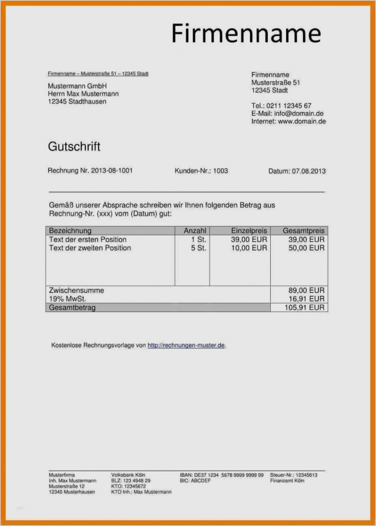das Beispiel von Schönste Vorlage Rechnung Word Download Kostenlos Praktisch Reverse Charge ...